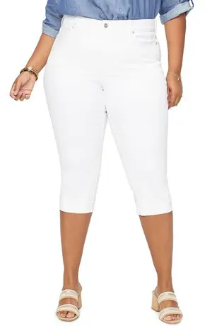 NYDJ Marilyn Cool Embrace® Cuff Crop Straight Leg Jeans - Optic White