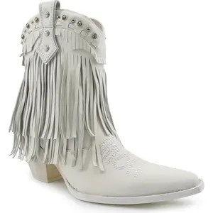 Women's White Fringe Boots