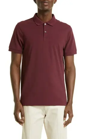 Sunspel Solid Piqué Polo Vino