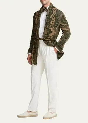 Ralph Lauren Men's Knit Belted Cardigan Sweater Olive Multi