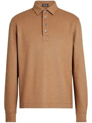 Zegna Cashmere-silk Blend Polo Shirt - Brown