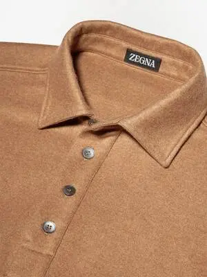 Zegna Cashmere-silk Blend Polo Shirt - Brown
