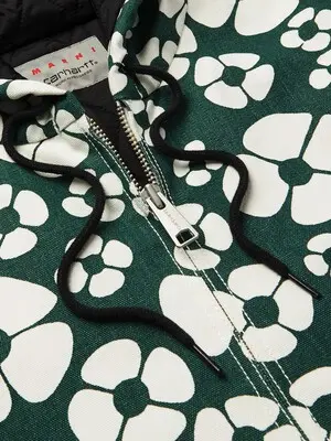 Marni Carhartt Wip Padded Floral-Print Cotton-Canvas Hooded Jacket