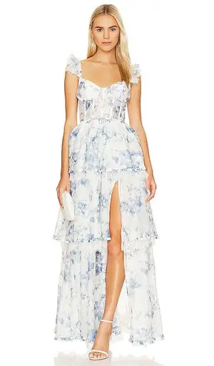 V. CHAPMAN Jolie Gown - Provencal Blue Floral