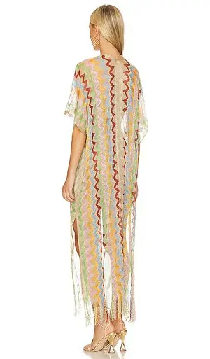 Luli Fama Here Comes The Sun Long Poncho In Beige