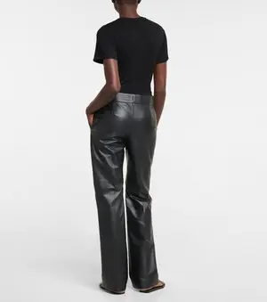 THE ROW Baer Mid-rise Leather Pants