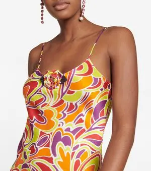 RODARTE Printed Satin Slip Dress