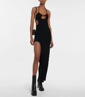 Off-White Cutout Ribbed-knit Gown