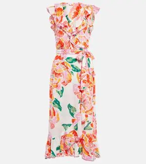 Poupette St Barth Aude Floral Midi Wrap Dress - Multicoloured