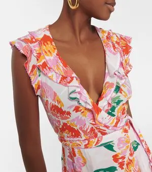 Poupette St Barth Aude Floral Midi Wrap Dress
