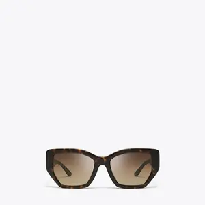 Tory Burch Kira Oversized Sunglasses - Dark Tortoise/brown Gradient Polar