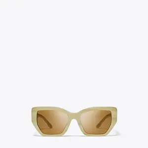 Tory Burch Kira Oversized Sunglasses - Ivory Horn/solid Brown