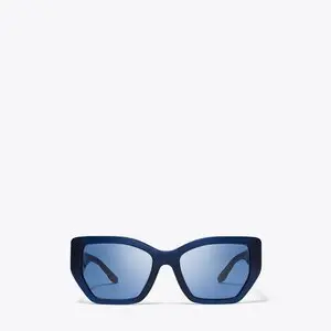 Tory Burch Tory Burch Kira Oversized Sunglasses Transparent Navy/dark Blue
