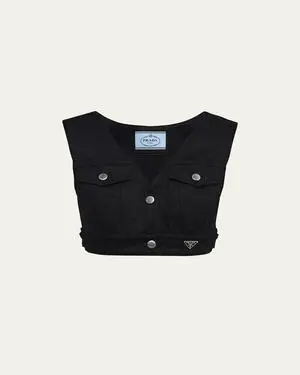 Prada Prada Coated Denim Top - Black