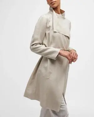 Giorgio Armani Metallic Wrap Coat With Belt