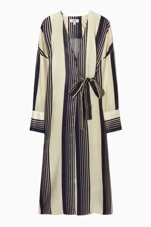 Cos Striped Midi Wrap Dress