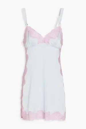 Stella McCartney Lacetrimmed Stretchsilk Chemise - Sky Blue