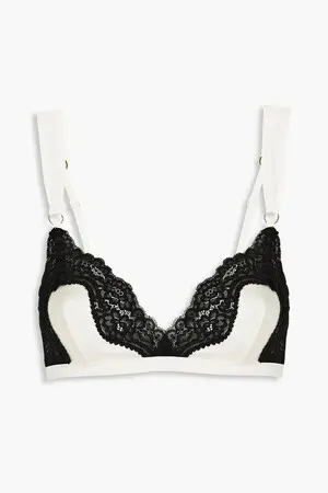 Stella McCartney Lacetrimmed Stretchsilk Satin Triangle Bra - Ivory