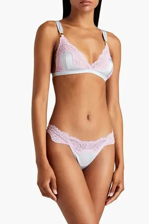 Stella McCartney Lacetrimmed Stretchsilk Satin Triangle Bra