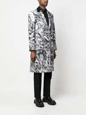 Philipp Plein Graphic Print Wool Coat