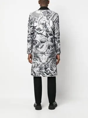 Philipp Plein Graphic Print Wool Coat