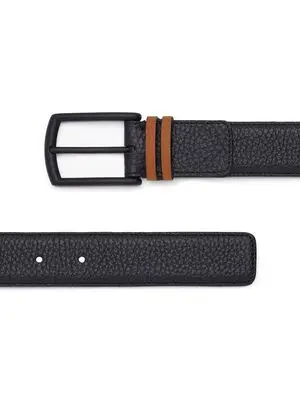 Zegna Stripe-detail Leather Belt