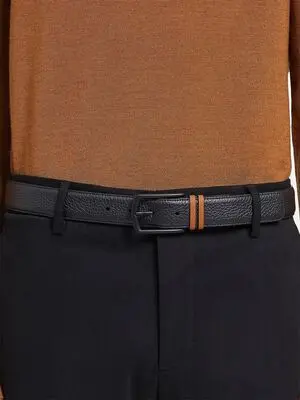 Zegna Stripe-detail Leather Belt