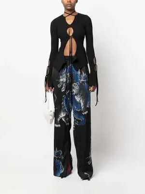 ANDREĀDAMO Cut-out Ribbed Top