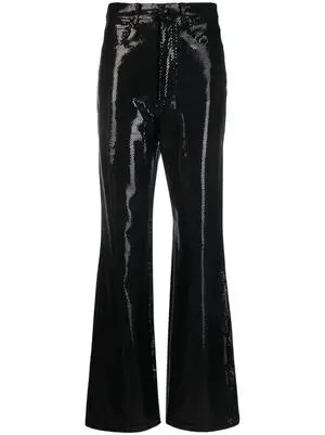ROTATE BY BIRGER CHRISTENSEN Foil Jersey Straight-leg Trousers