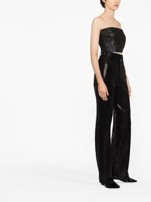 ROTATE BY BIRGER CHRISTENSEN Foil Jersey Straight-leg Trousers