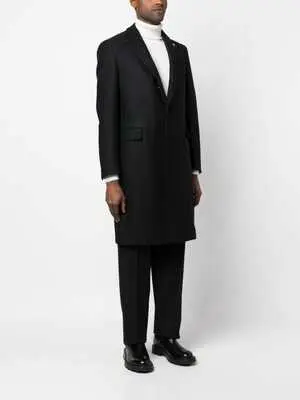 LARDINI Single-breasted Wool Coat - Black