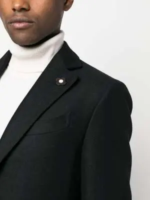 LARDINI Single-breasted Wool Coat - Black