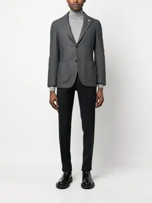 LARDINI Straight-leg Wool Trousers - Blue