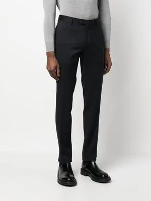 LARDINI Straight-leg Wool Trousers - Blue