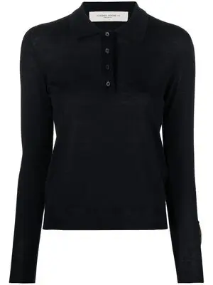GOLDEN GOOSE Long Sleeve Wool Polo Shirt