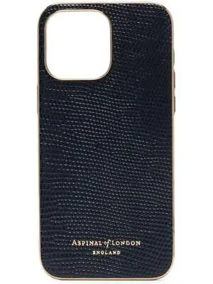 ASPINAL OF LONDON Calf Leather Iphone 14 Pro Max Case - Blue