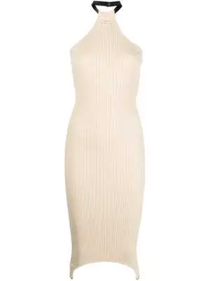 COURREGES Ribbed-knit Halterneck Dress