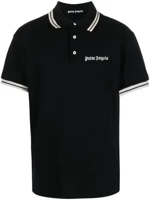 Palm Angels Embroidered-logo Polo Shirt - Black