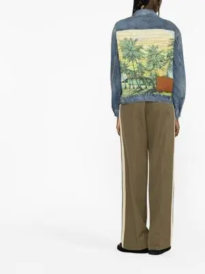Palm Angels Sunrise-print Denim Trucker Jacket