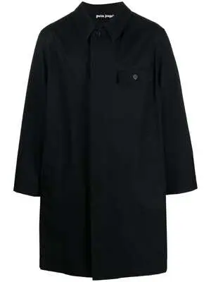 Palm Angels Logo-print Cotton Coat - Black