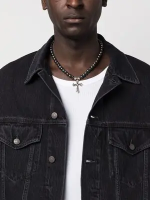 Emanuele Bicocchi Pearl Necklace With Cross Pendant - Black