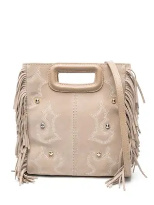 Maje Embellished Fringed Tote Bag - Neutrals