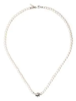 Emanuele Bicocchi Skull Pearl Necklace - White