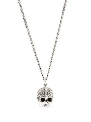 Emanuele Bicocchi Arabesque Skull Pendant Necklace - Silver