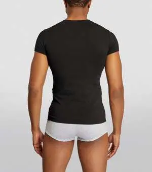 Emporio Armani V-neck Cotton Eagle T-shirt - Black