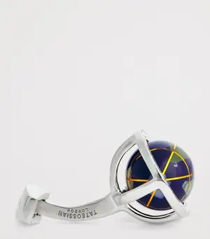 Tateossian Sterling Silver And Lapis Lazuli Globe Cufflinks