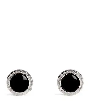 Tateossian Sterling Silver And Onyx Cufflinks - Black