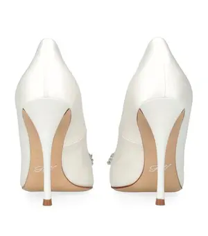 ROGER VIVIER Satin Flower Strass Buckle Pumps - White