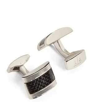 Tateossian Carbon Fibre D-shape Cufflinks - Black