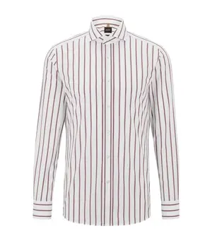 BOSS Cotton Striped Shirt - Red